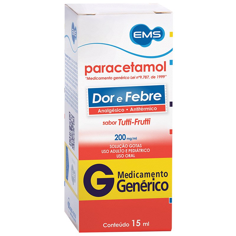 Paracetamol 200mg/Ml 15ml Tutti-Frutti - Genérico - Ems | Medicom